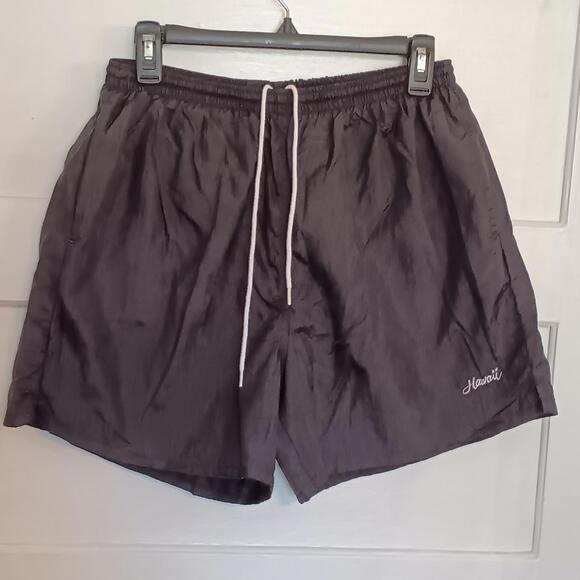 Swim | Rare Vintage 8s 90s Black Sea Waves Hawaii Lined Swim Surf ...